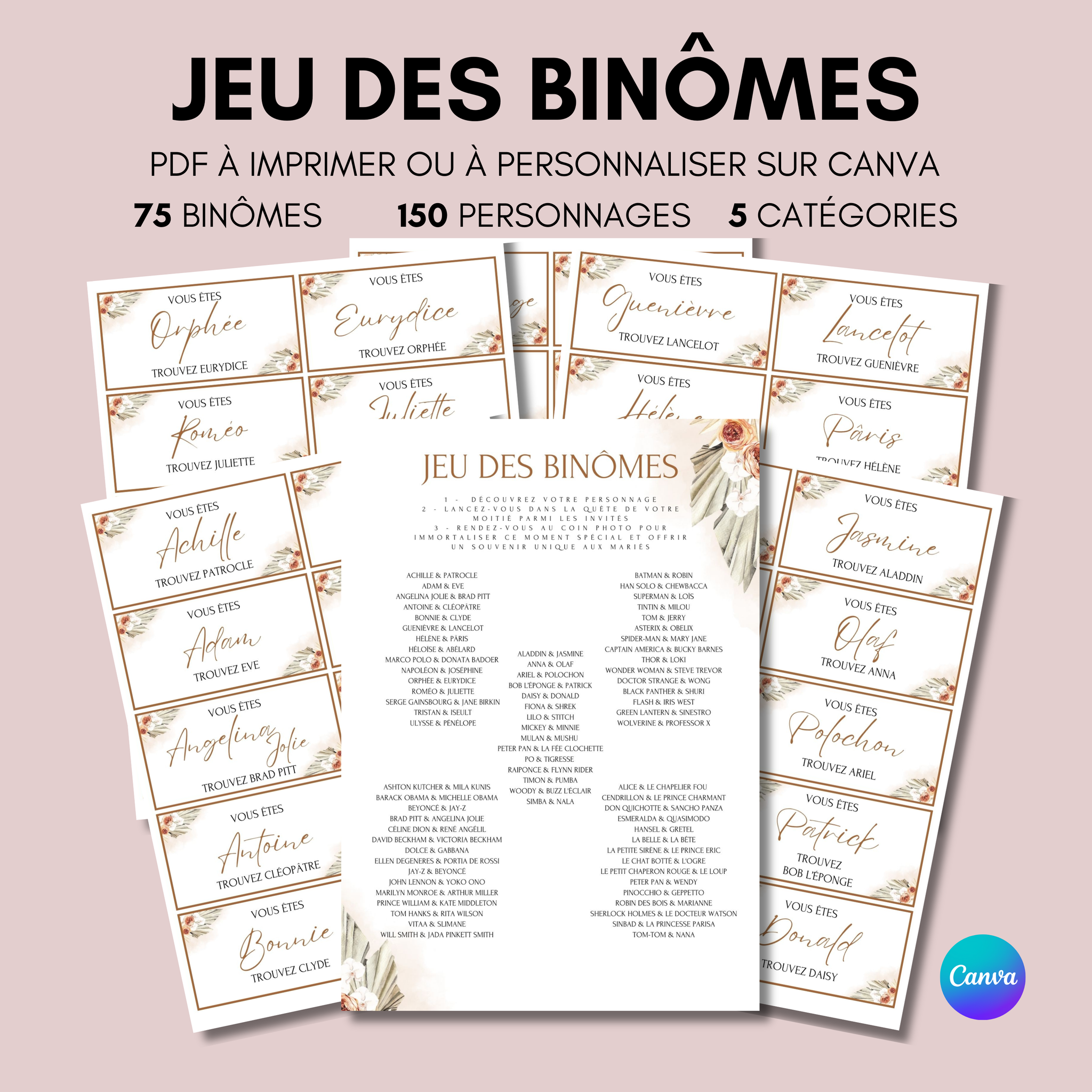 Jeu des binômes à imprimer - Carte jeu des binômes PDF - Jeu des duos – monpetiteventfrance