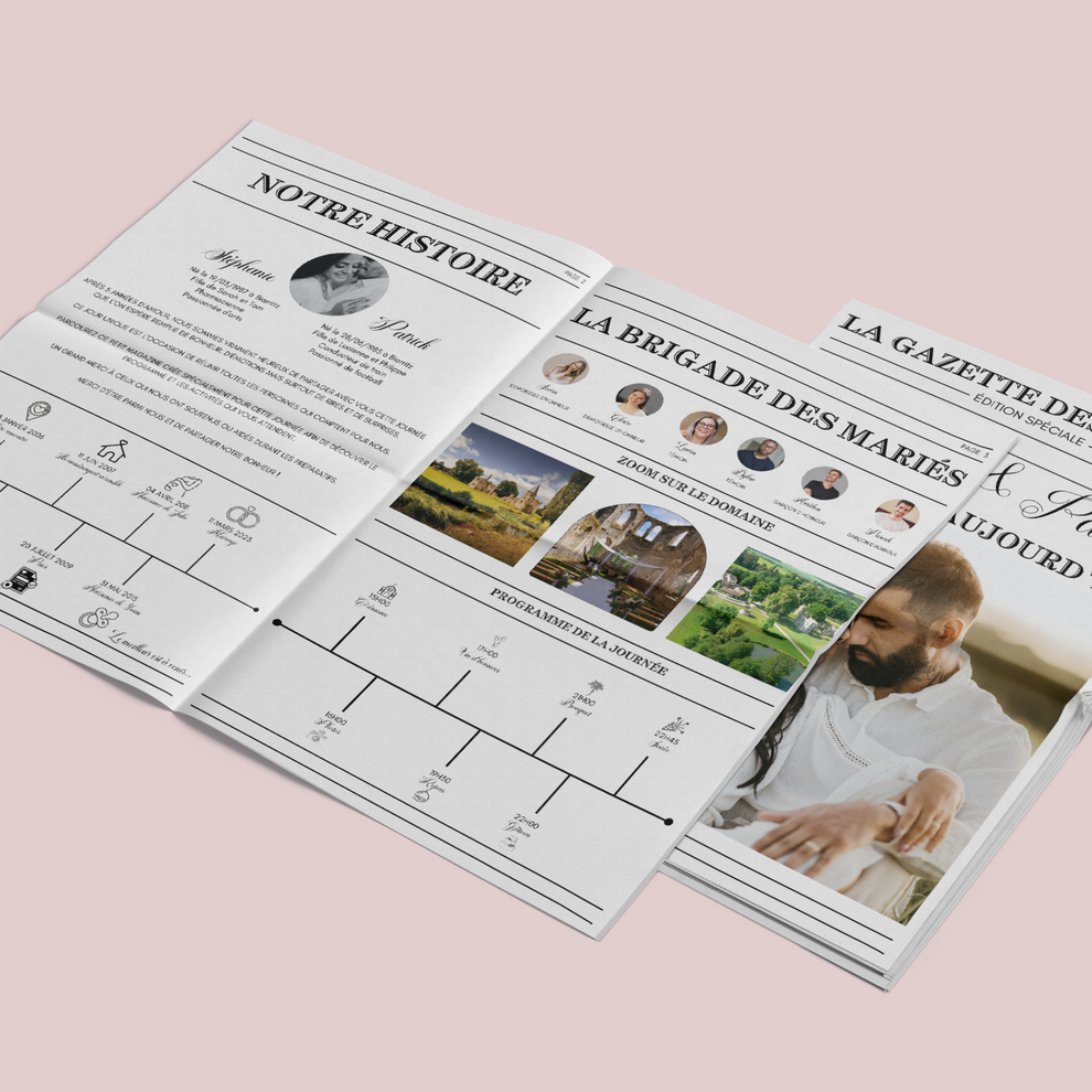 Gazette des mariés à personnalisé sur Canva et une Sélection de 20 Jeu ...